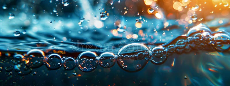 Bubbles and Light Reflections Underwater in Vibrant Abstract Scene ...