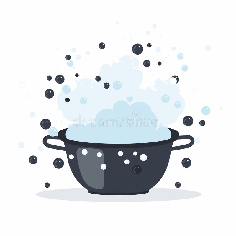 Bubbles Overflowing from a Pot during a Fun Kitchen Cleaning Activity ...