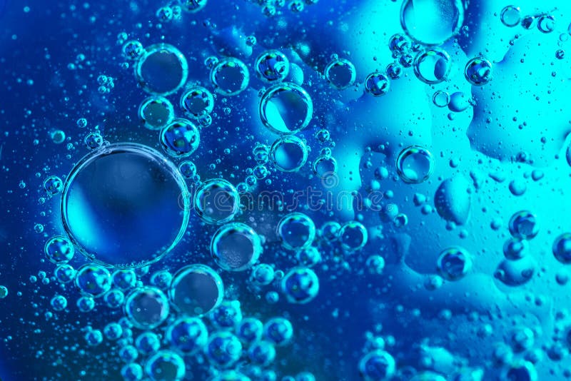 Bubbles of Oxygen in Water. Blue Toned Water Structure Stock Image ...