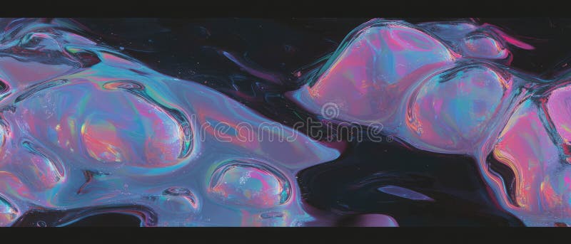 Bubbles Reflecting Light and Colors Against a Dark Background Creating ...