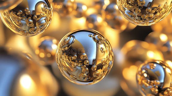 Bubbles Reflecting Light in a Golden Atmosphere Stock Image - Image of ...