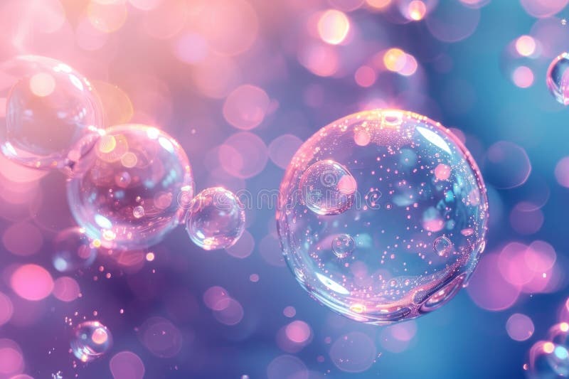 Bubbles Rise through Translucent Liquid, Catching the Light in a ...