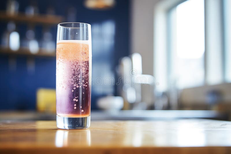 Bubbles Rising in a Fizzing Glass of Blackcurrant Soda Stock Photo ...