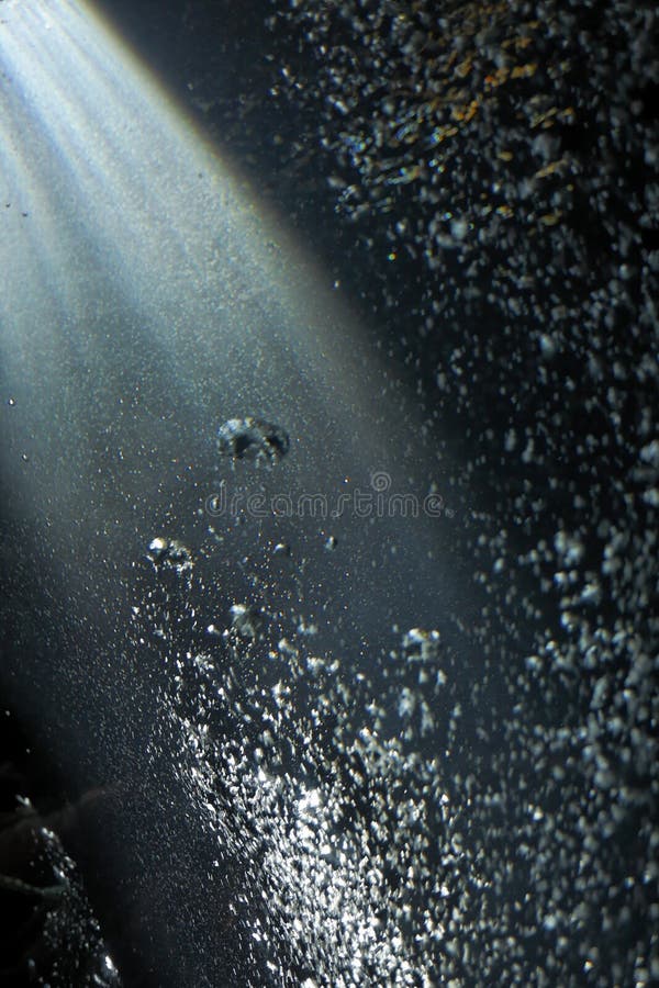 Bubbles Rising through Liquid in a Shaft of Light Stock Photo - Image ...