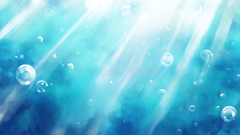 Bubbles Rising through Shimmering Water with Light Rays Filtering from ...