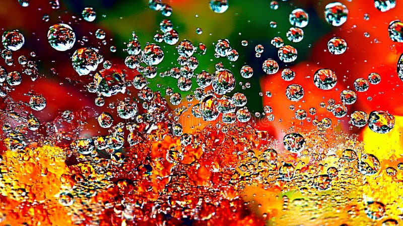 Bubbles Rising in Sparkling Liquid with Colorful Background of Vibrant ...