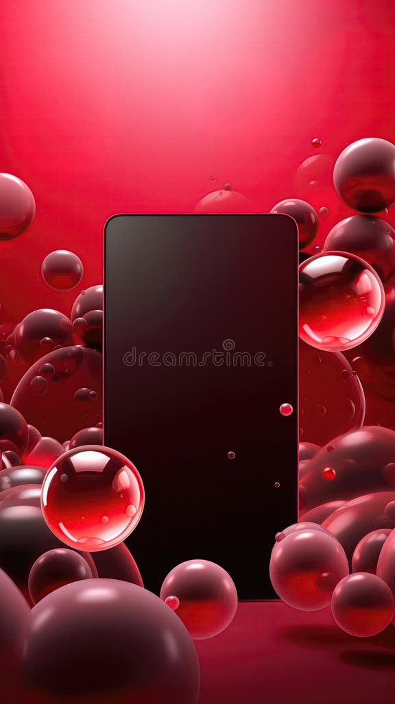 Bubbles Ruby Red Greeting Card Design. Generative AI Stock Image ...