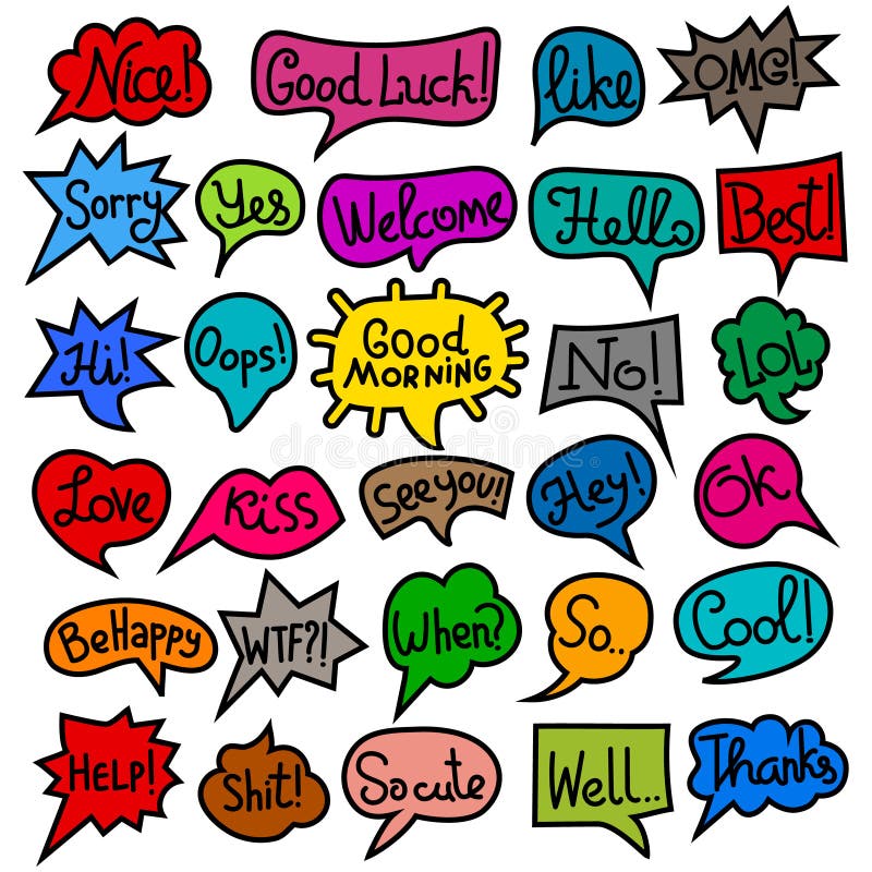 Bubbles speech stickers stock vector. Illustration of cloud - 170410808