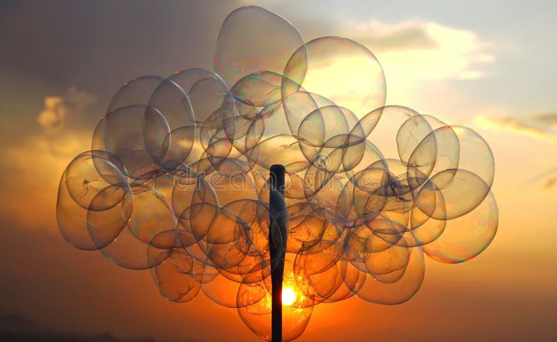 Bubbles during sunset stock photo. Image of clear, dark - 11741788