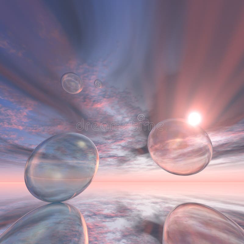 Bubbles Sunset stock illustration. Illustration of space - 1510455
