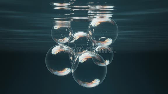 Bubbles Suspended Underwater with Reflection and Light Refraction ...