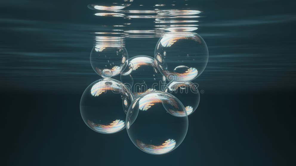 Bubbles Suspended Underwater with Reflection and Light Refraction ...