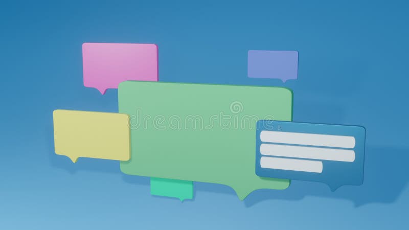 Bubbles of Text Chat, Different Sizes and Colors on Blue Background ...
