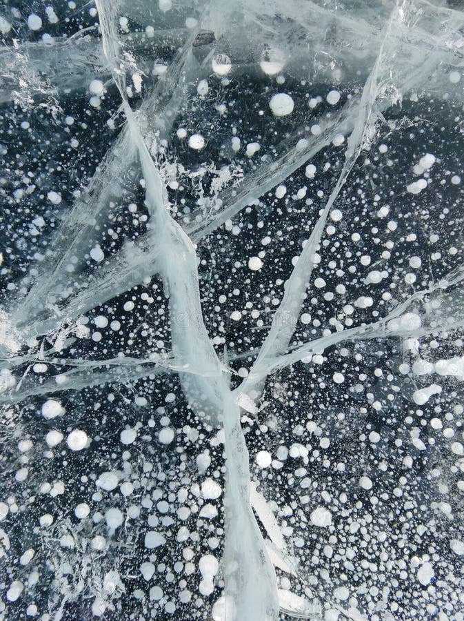 Bubbles in the Transparent Ice of the Lake Stock Photo - Image of ...