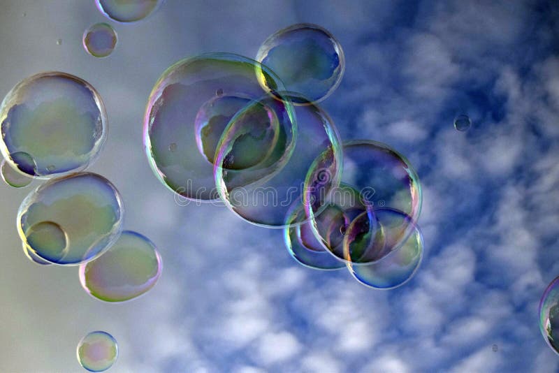 Bubbles Fly in the Blue Sky Stock Photo - Image of blue, aqua: 154875440