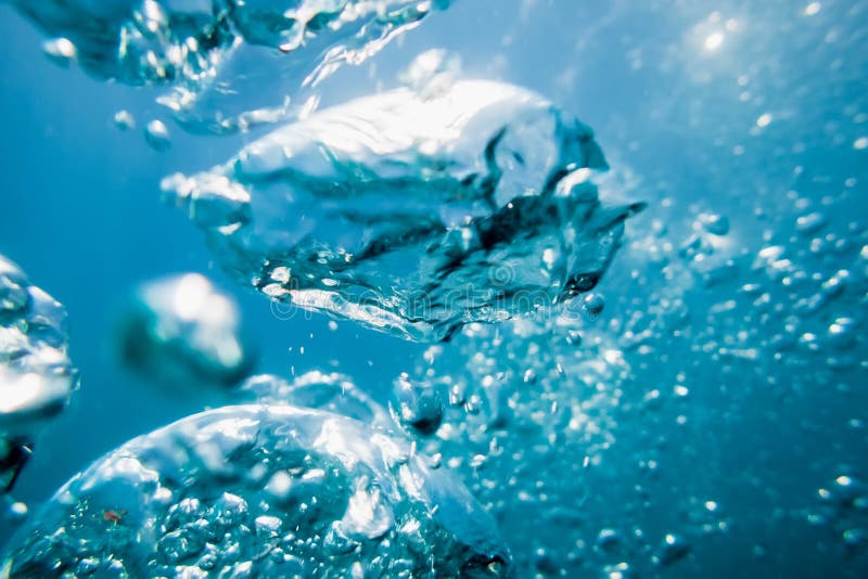 Underwater Turquoise Texture in Ocean. Bubbles in Tropical Sea. Stock ...