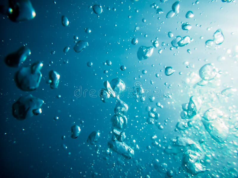Sea Texture in Underwater. Blue Water Texture with Bubbles. Stock Image ...