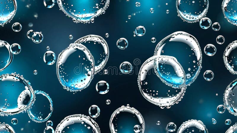 Bubbles of Various Sizes Float Against a Dark Blue Background ...