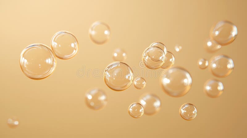 Bubbles of Varying Sizes and Colors Floating in a Light Brown Liquid ...