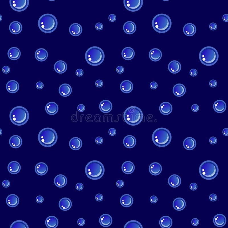 Bubbles Vector Seamless Pattern with Flat Line Icons. Blue Texture ...