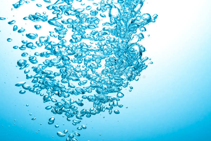 Bubbles in Water Liquid Blue Stock Image - Image of motion, material ...
