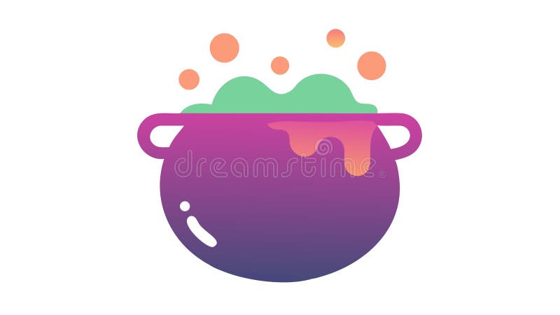 Bubbling Cauldron Pot Icon Flat Design Cooking Magic. Vector Design ...
