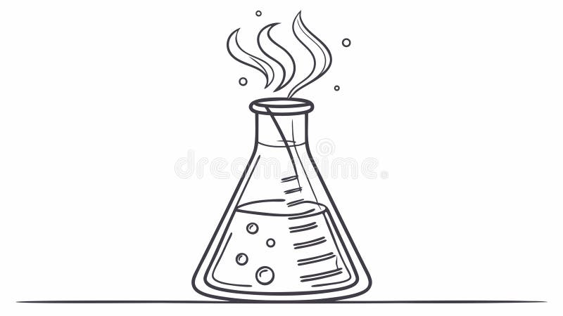 Bubbling Chemistry Flask Line Art Vector, Vector Design Generative AI ...
