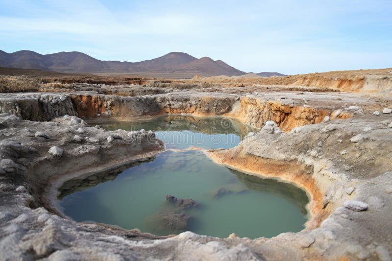 Bubbling Mud Pool in a Geothermal Hot Spring Area Stock Illustration ...