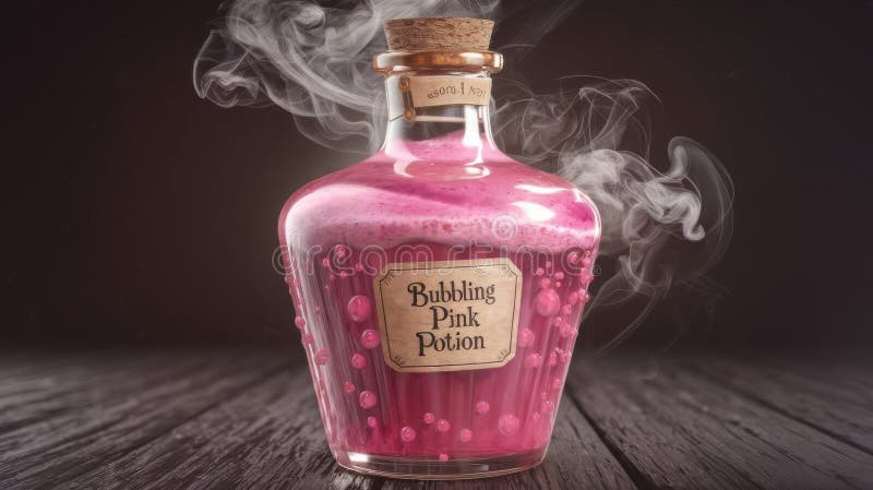 Bubbling Pink Potion with Smoke in a Slender Bottle: Magic or Science ...