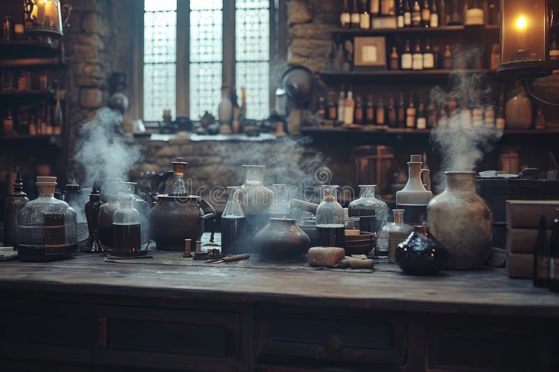 Bubbling Potions and Mystical Alchemy Stock Illustration - Illustration ...