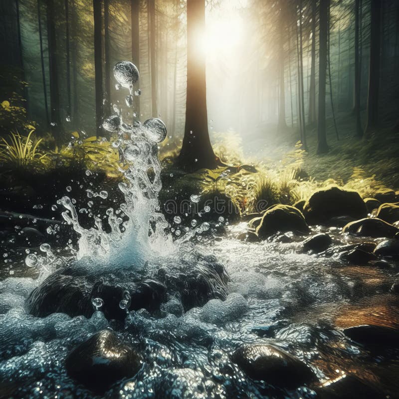 Bubbling Spring Splash Water Splashing from a Bubbling Natural S Stock ...