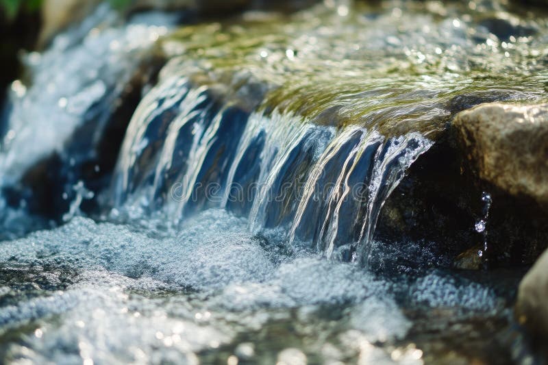 Bubbling Spring Water with Lush Greenery Surrounding. Stock ...