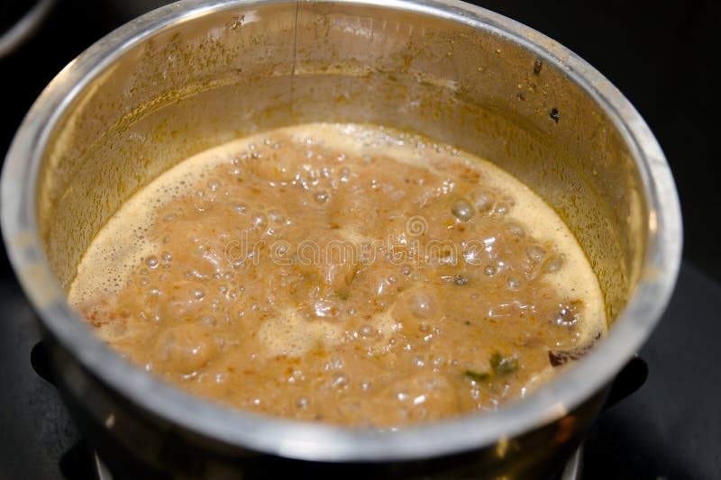 Bubbling Traditional Indian Curry Simmering in a Pot Stock Image ...