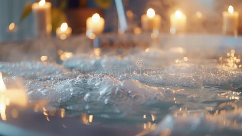 Tranquil Serenity a Bath of Bubbling Waters and Candlelight Stock ...
