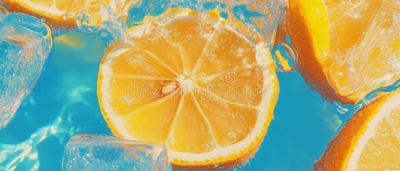 Bubbly Lemonade Pattern Featuring Ice and Fresh Citrus Slices for a Refreshing Summer Vibe Stock ...