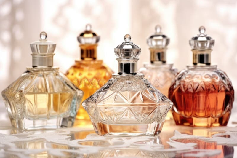 Bubbly Liquid Filling Transparent Perfume Bottles Stock Image - Image ...