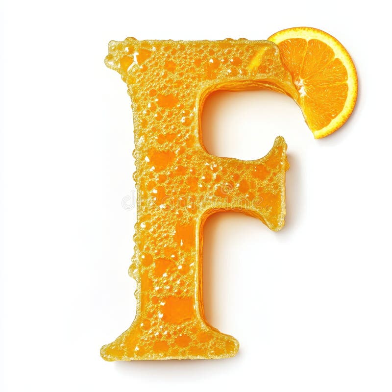 A Bubbly Orange Drink Shaped Like the Letter "F" with a Slice of Orange ...
