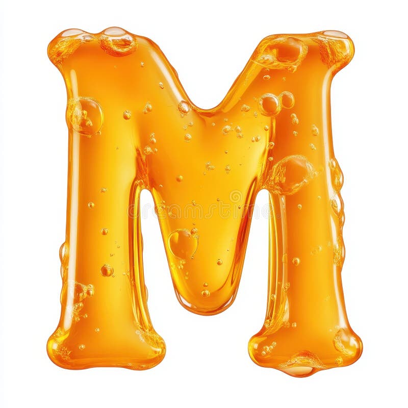 A Bubbly, Orange Letter "M" Resembling a Liquid Substance Stock ...