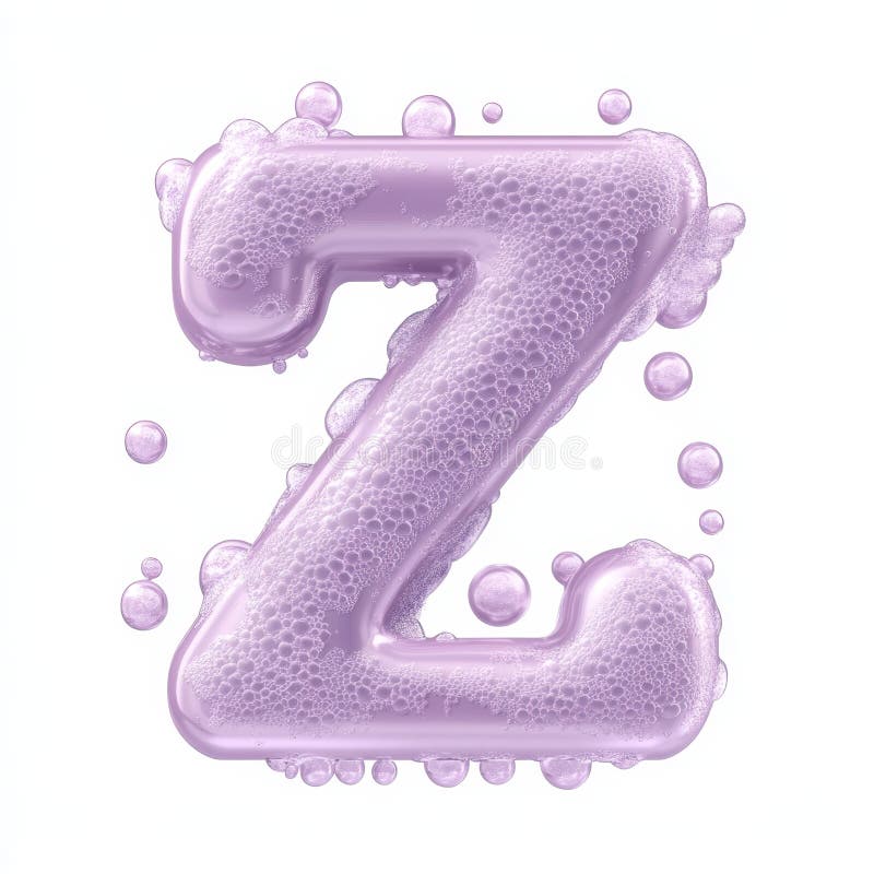 A Bubbly, Purple Letter "Z" with a Glossy Texture and Surrounding ...