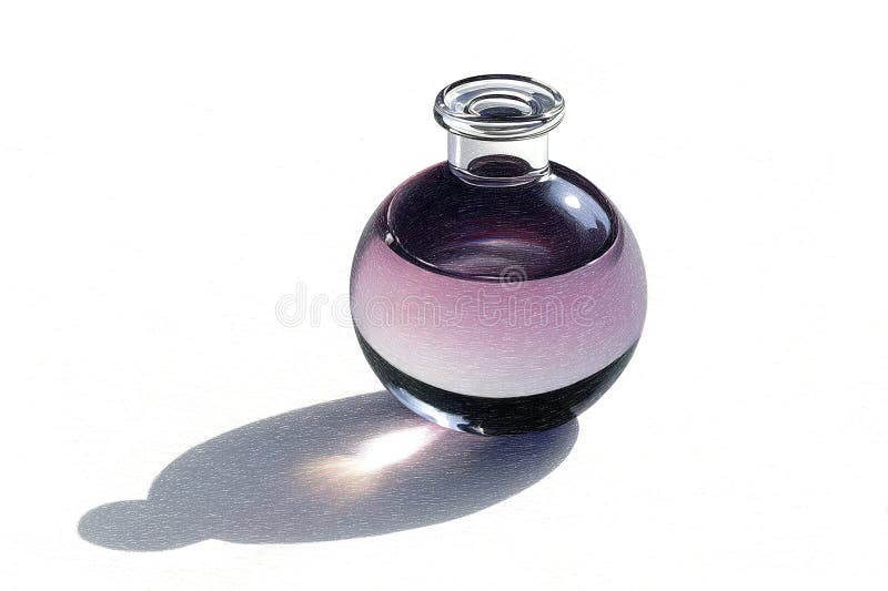Bubbly Round Glass Bottle Filled with Purple Liquid Casting a Soft ...