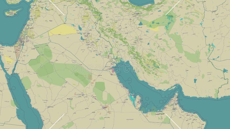 Bubiyan Island in the Persian Gulf. OSM Map. Slide Stock Video - Video ...