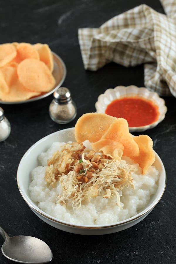 Bubur Ayam Indonesia Chicken Porridge Stock Photo - Image of vegetable ...