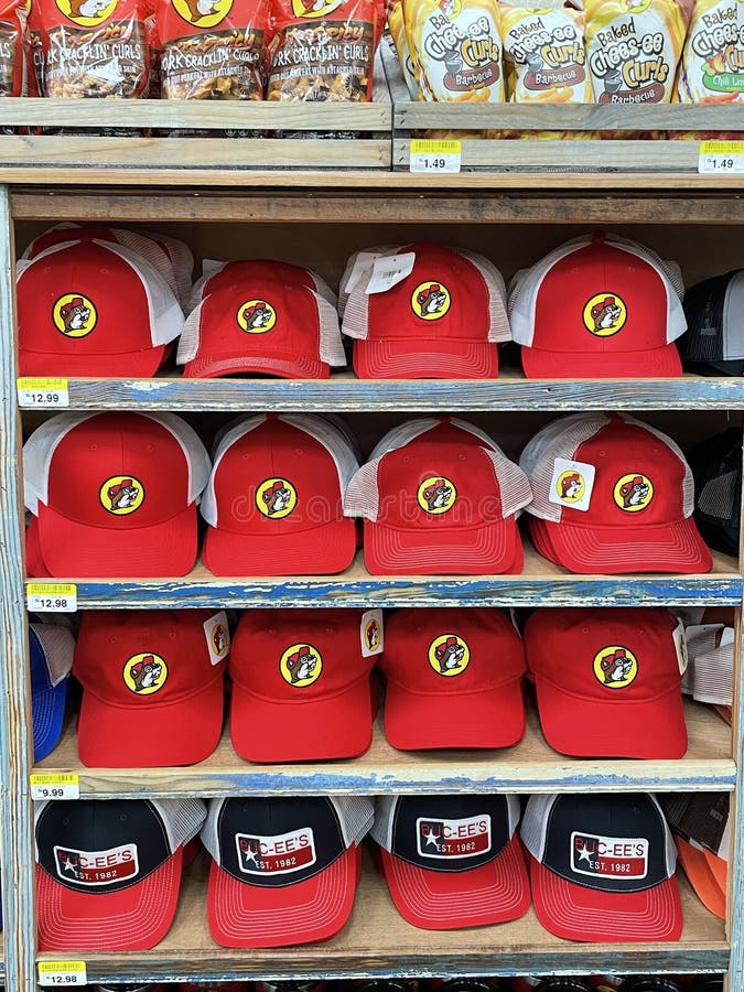 Buc Ee`s Snacks And Hats On A Shelf At The St Augustine Florida Location Editorial Image
