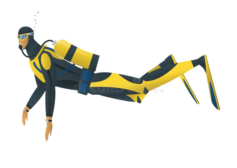 Buceador En El Fondo Blanco Ilustración del Vector - Ilustración de ...