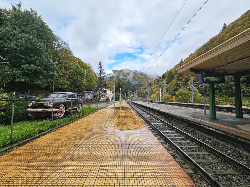 Bucegi Mountains Seen from Sinaia Platform Station Stock Image - Image ...