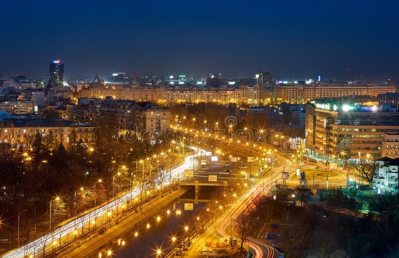 Bucharest Skyline Panorama at Bluehour Editorial Stock Photo - Image of ...