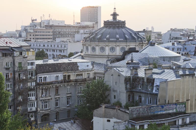 Bucharest - aerial view editorial stock photo. Image of athenaeum ...