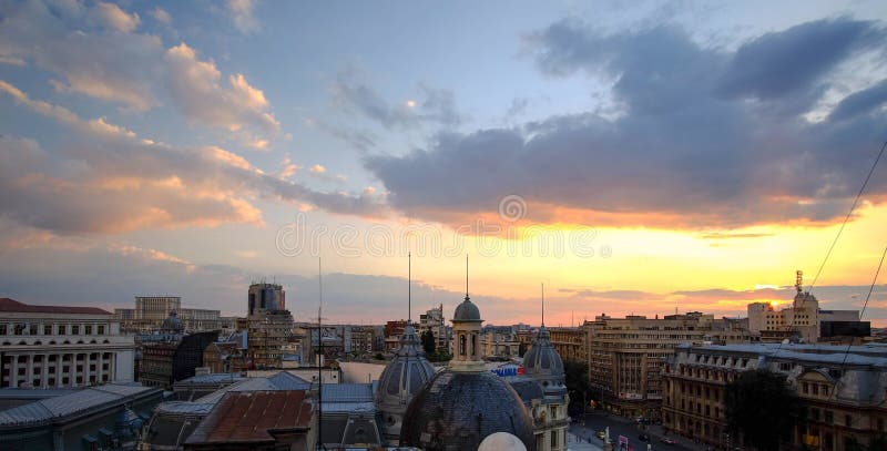 Bucharest Aerial View Sunset Editorial Stock Image - Image of bucharest ...