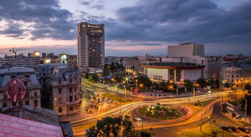 Bucharest Aerial View Sunset Editorial Photography - Image of theatre ...