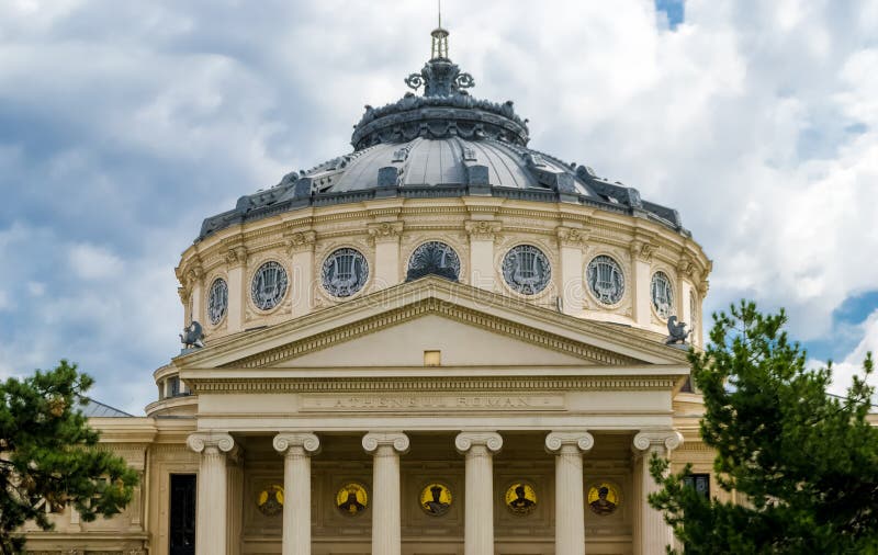 The Bucharest Atheneum stock photo. Image of summer - 121409072